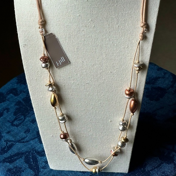 J. Jill | Jewelry | Jjill Copper Gold And Silver Beaded Necklace | Poshmark